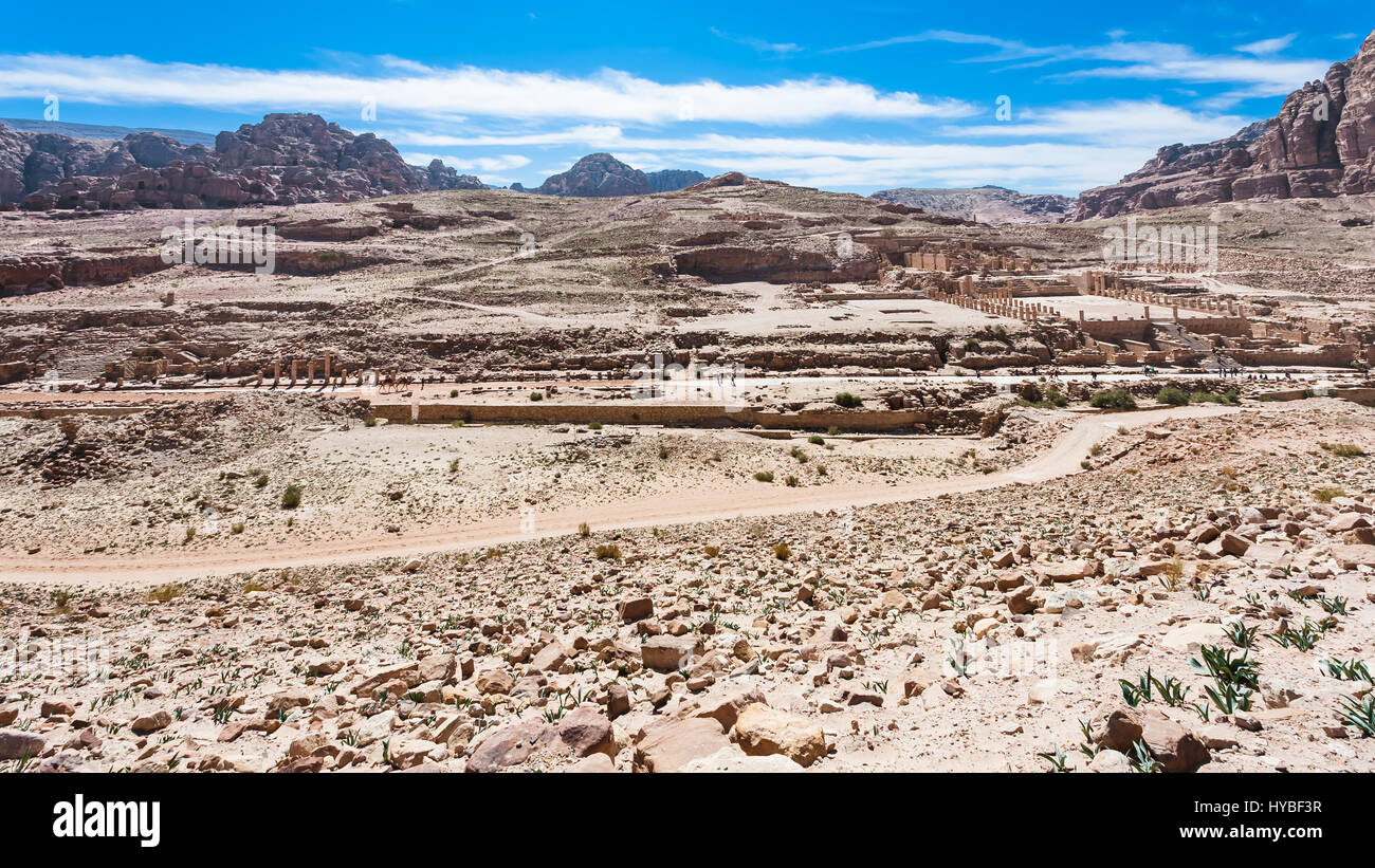 Travel to Middle East country Kingdom of Jordan - panorama of Petra ...
