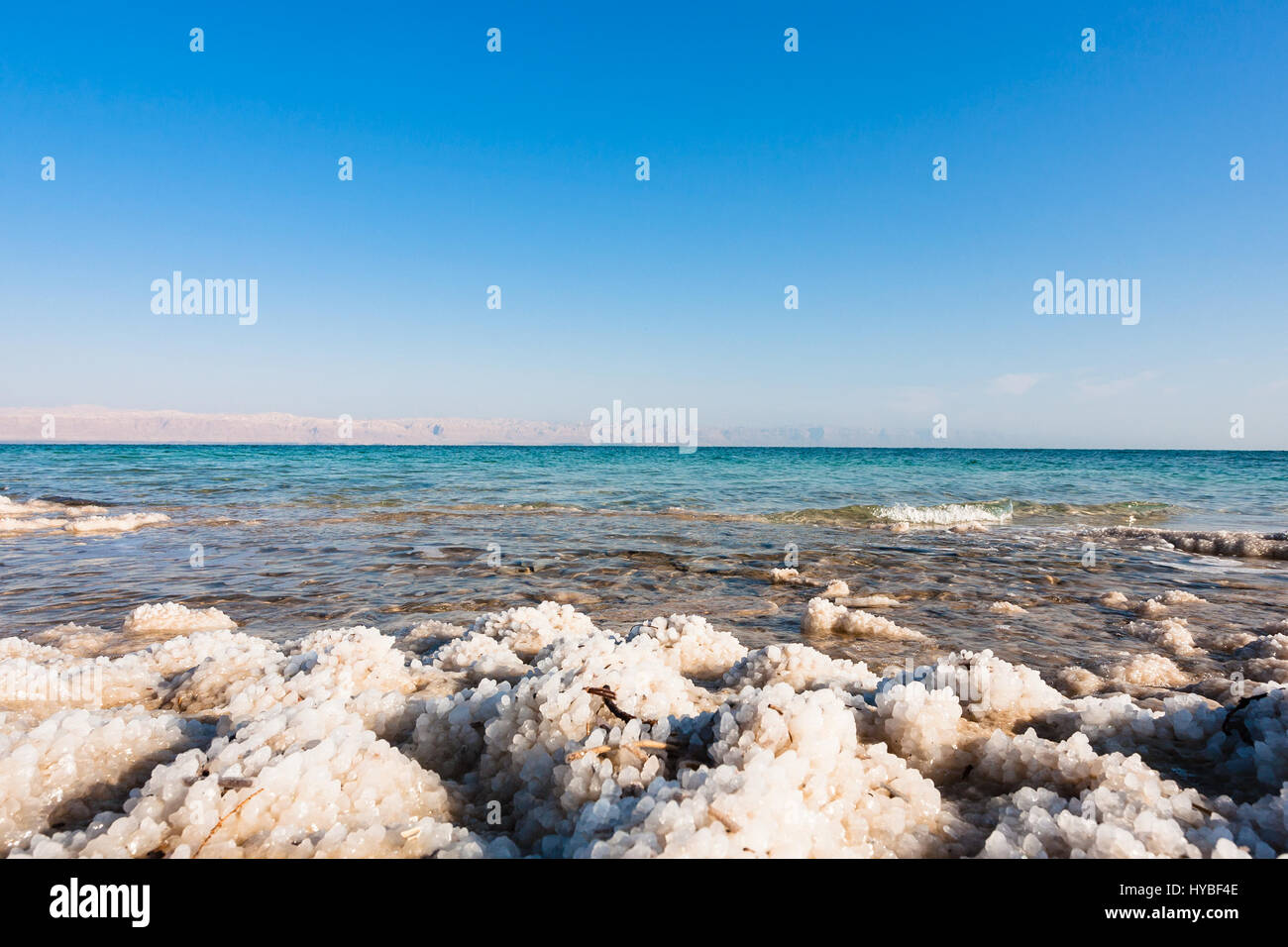 Travel to Middle East country Kingdom of Jordan - salt crystals close ...