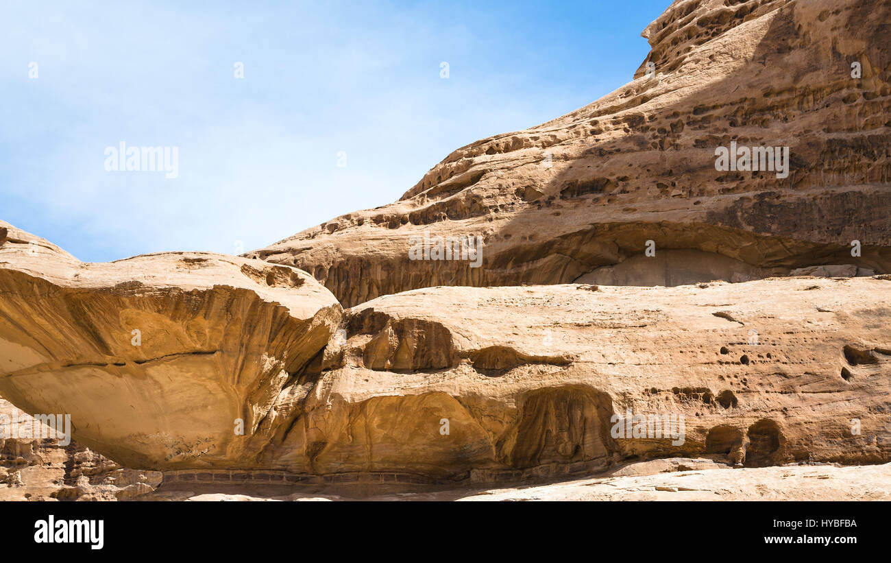 Travel to Middle East country Kingdom of Jordan - old sandstone rocks ...