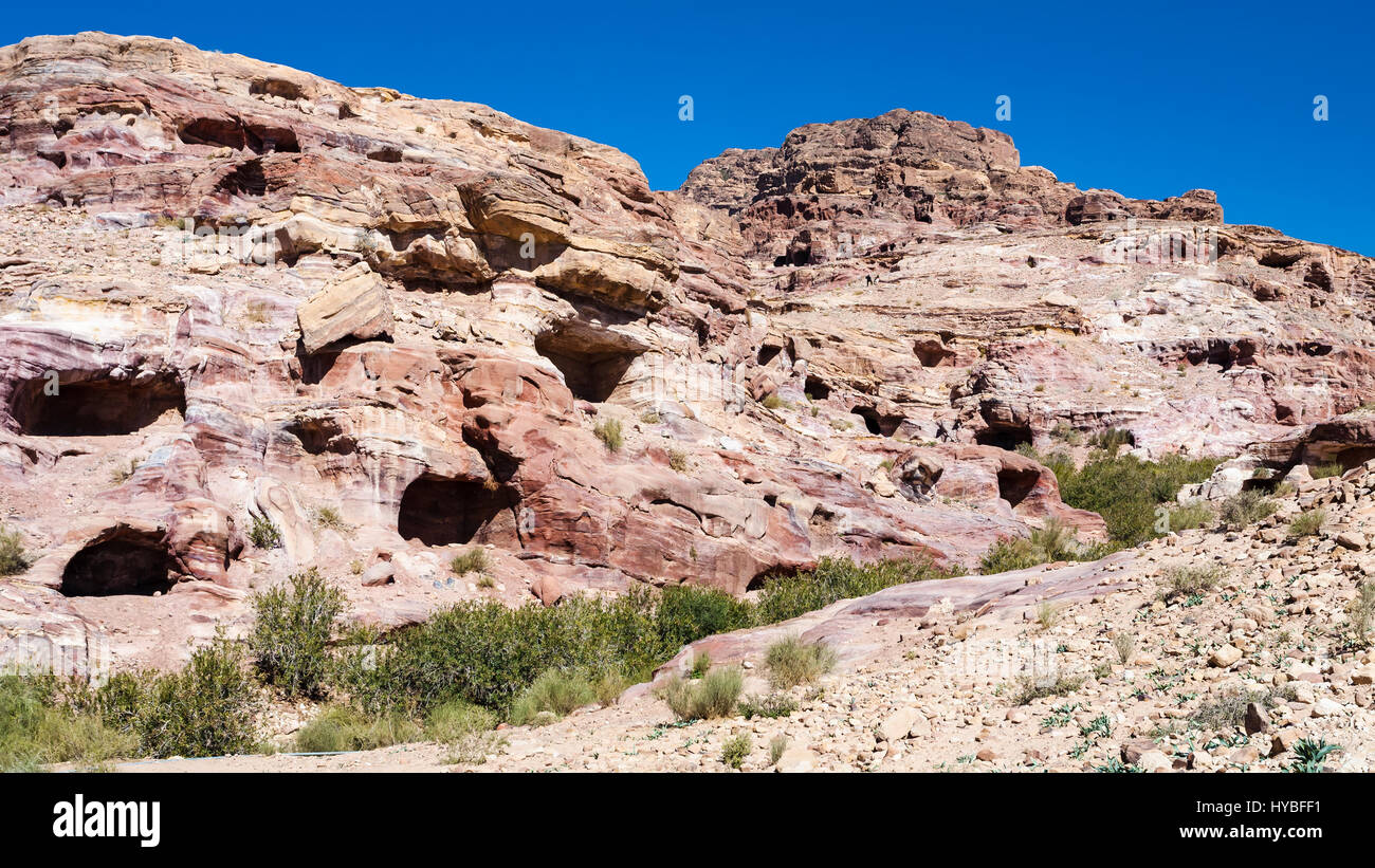 Travel to Middle East country Kingdom of Jordan - ancient caves in ...