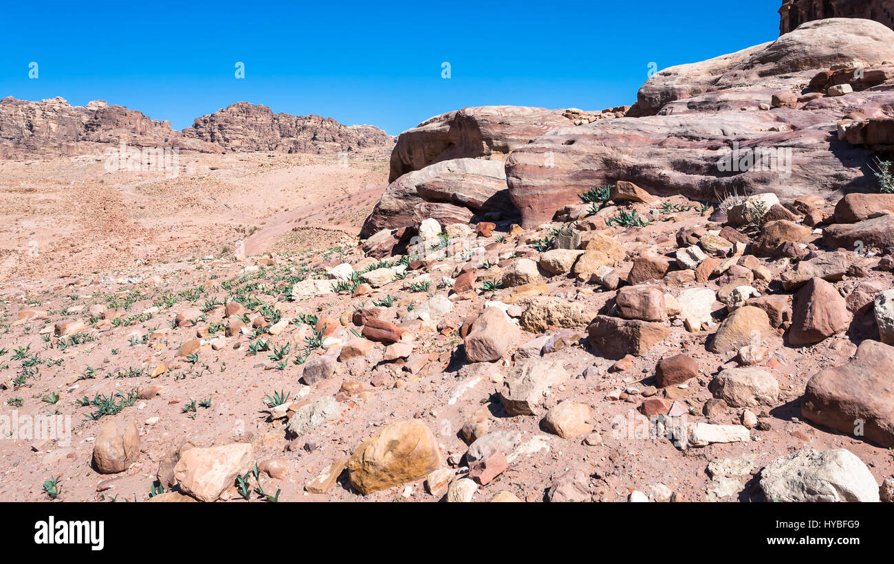 Travel to Middle East country Kingdom of Jordan - sandstone rocks in ...