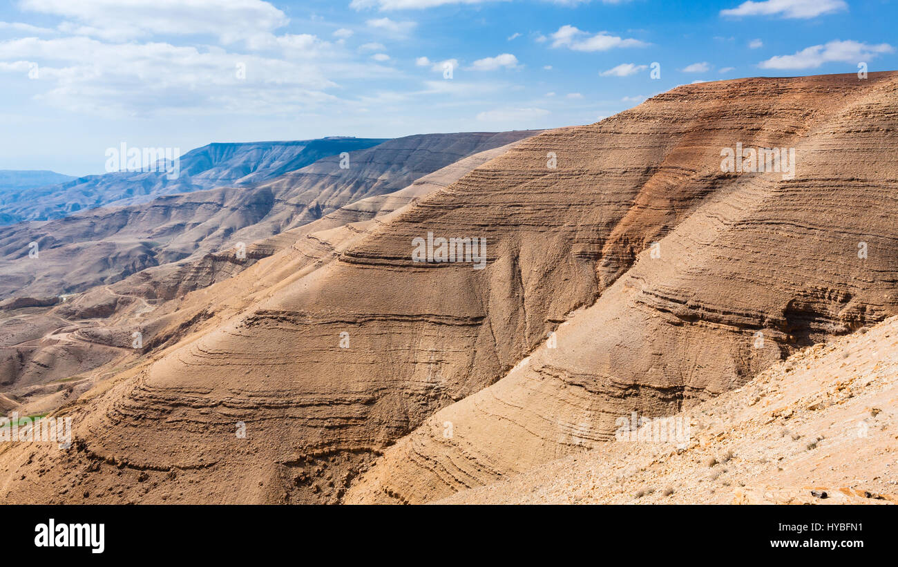 Travel to Middle East country Kingdom of Jordan - sedimentary mountains ...