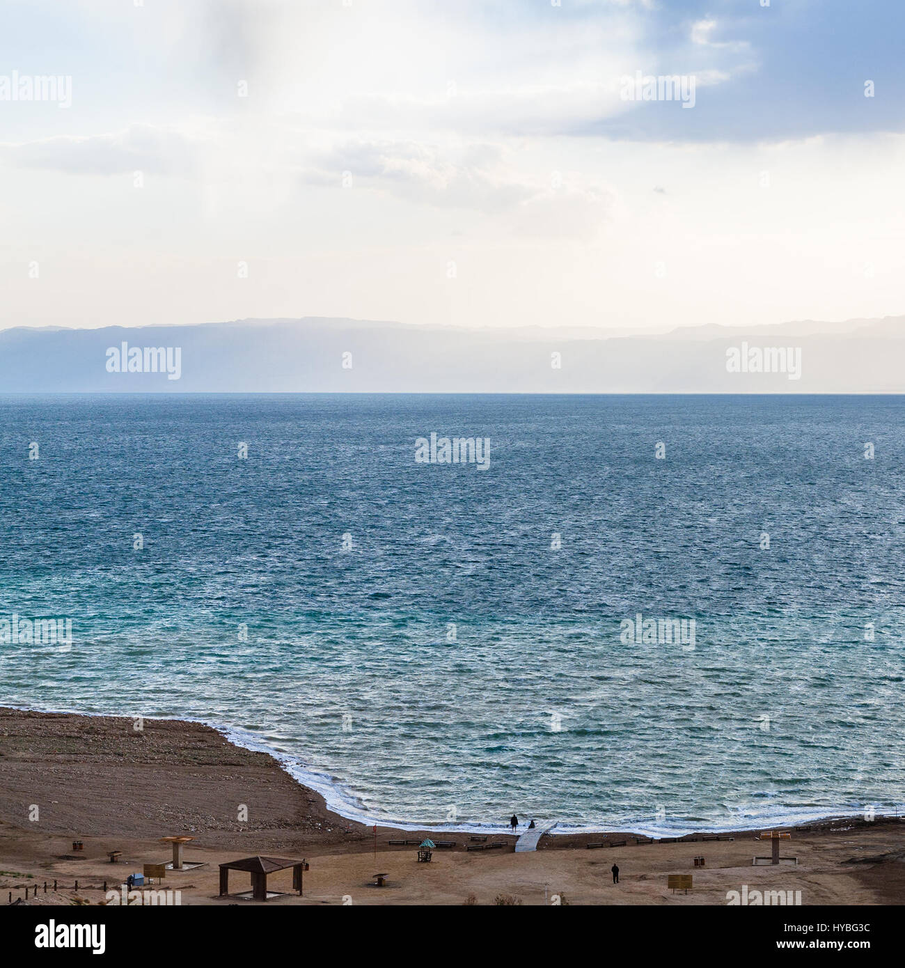 Travel to Middle East country Kingdom of Jordan - above view of Dead ...