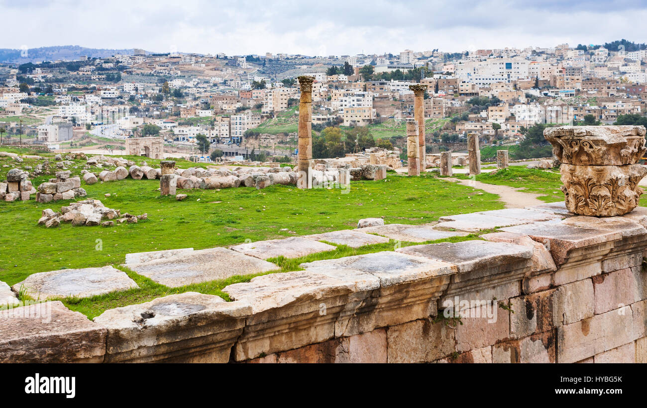 Travel to Middle East country Kingdom of Jordan - view of Jerash city ...
