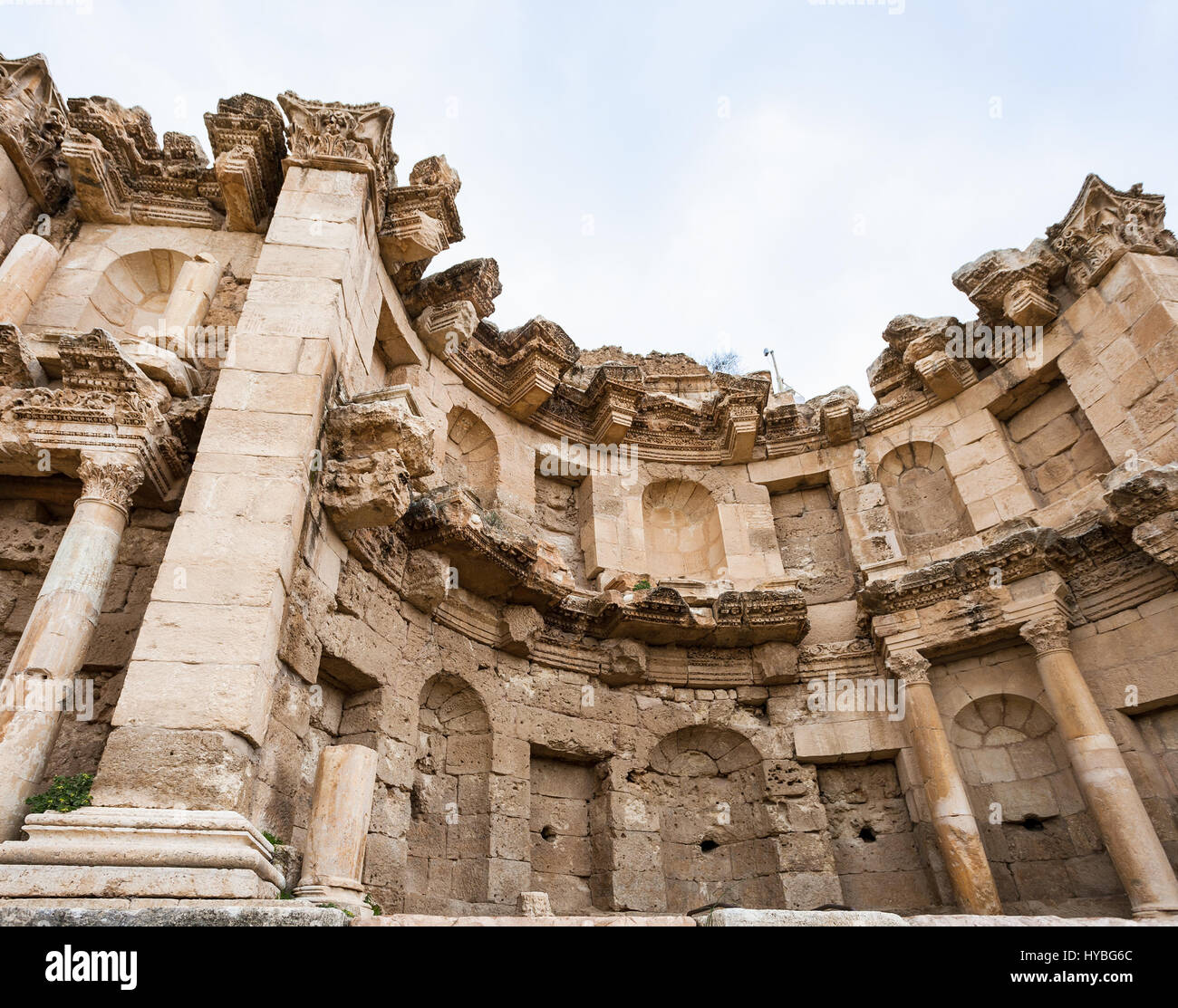 Travel to Middle East country Kingdom of Jordan - wall of nymphaeum in ...