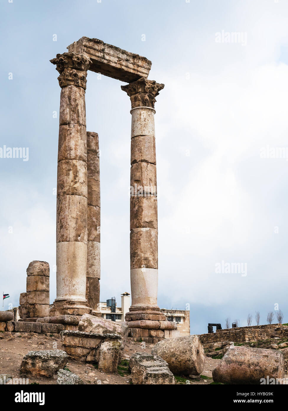 Travel to Middle East country Kingdom of Jordan - columns of Temple of ...