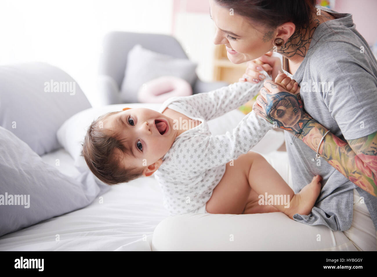 Mother spending amazing time with son Stock Photo - Alamy