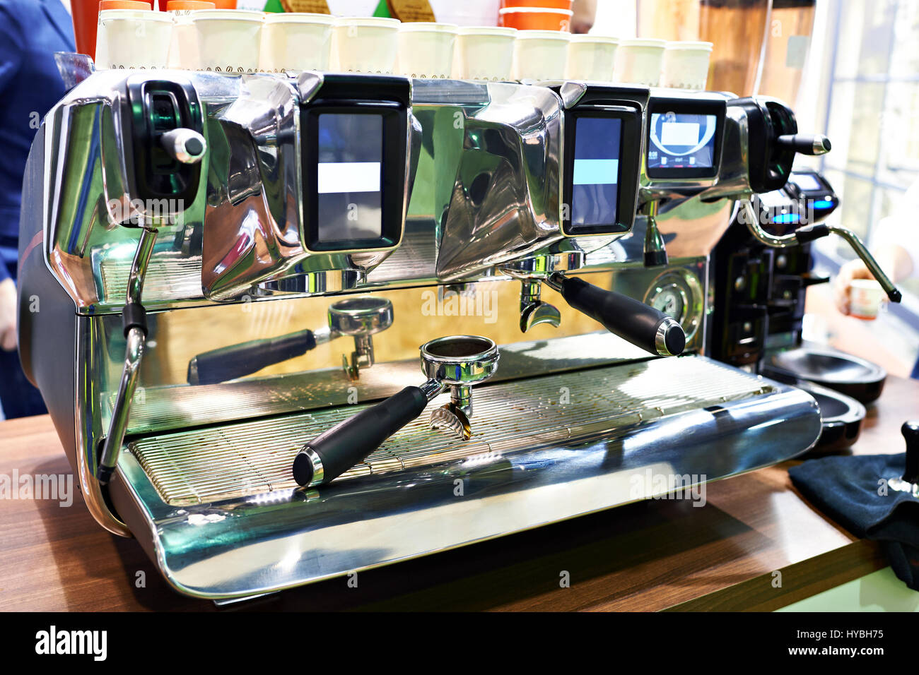 Big coffee machine with a screen close-up Stock Photo - Alamy