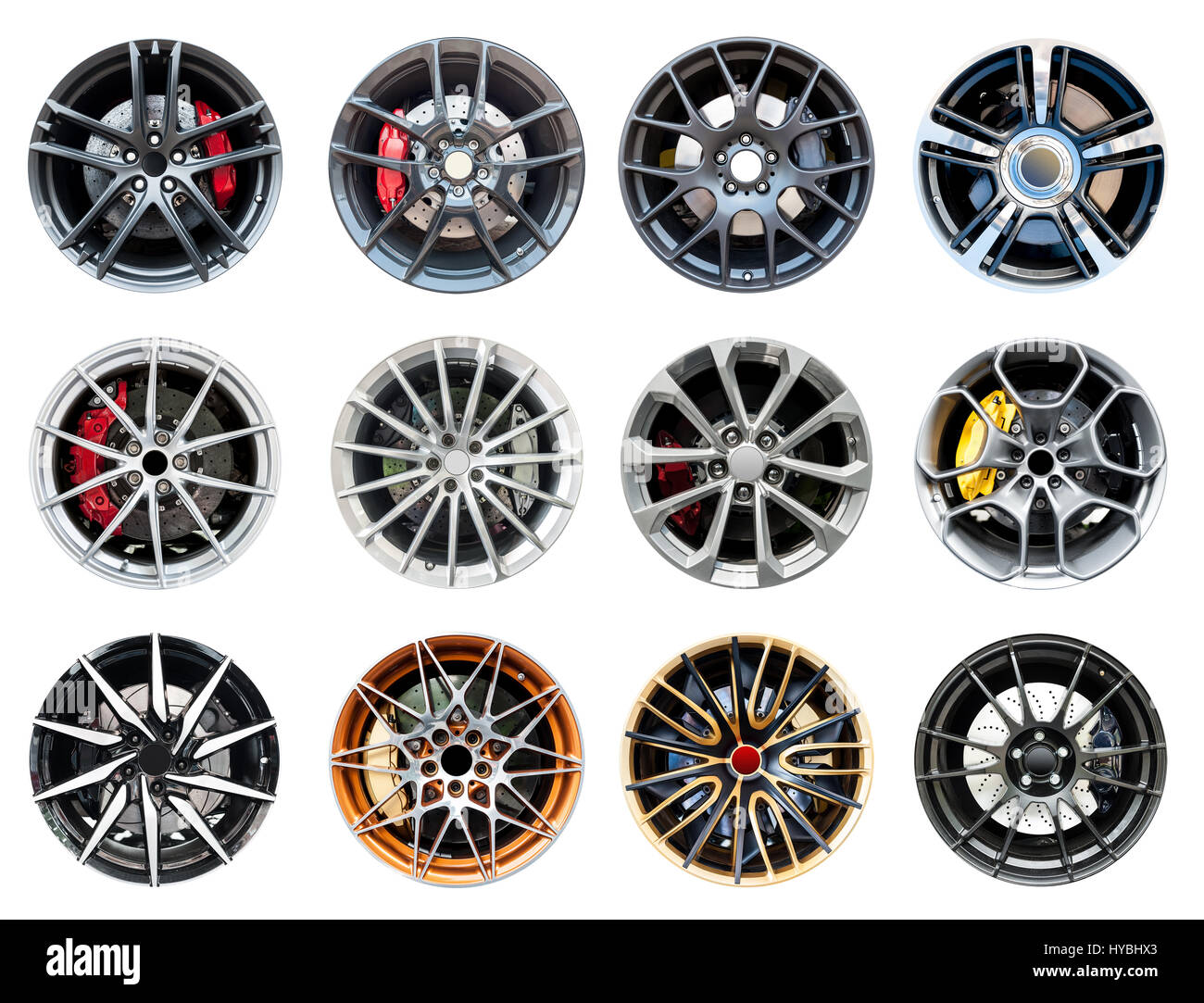 Colection of modern sport wheel isolated on a white background Stock ...