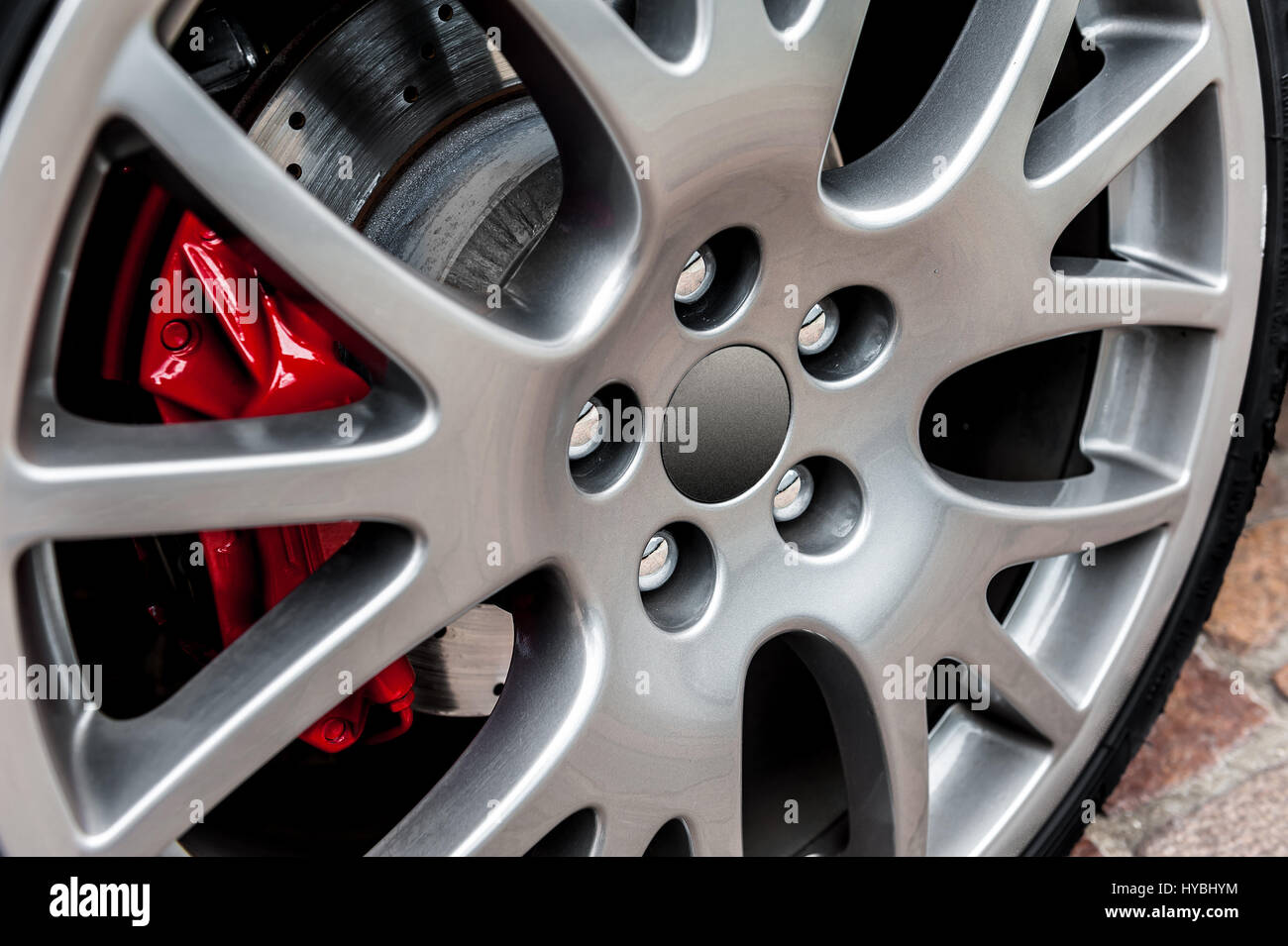 Red brake wheel hi-res stock photography and images - Alamy