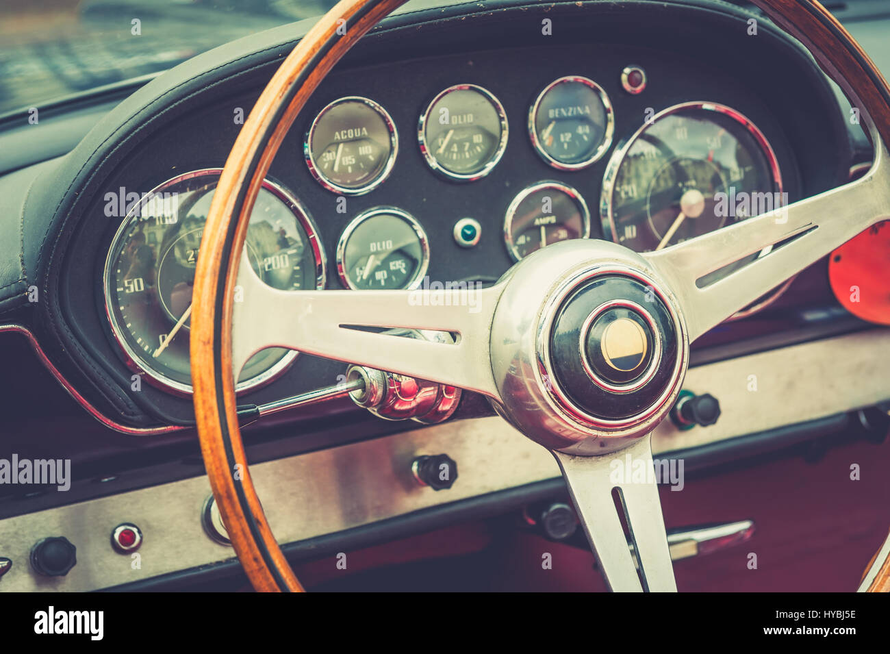 Inside of a luxury vintage car with cross process effect Stock Photo ...