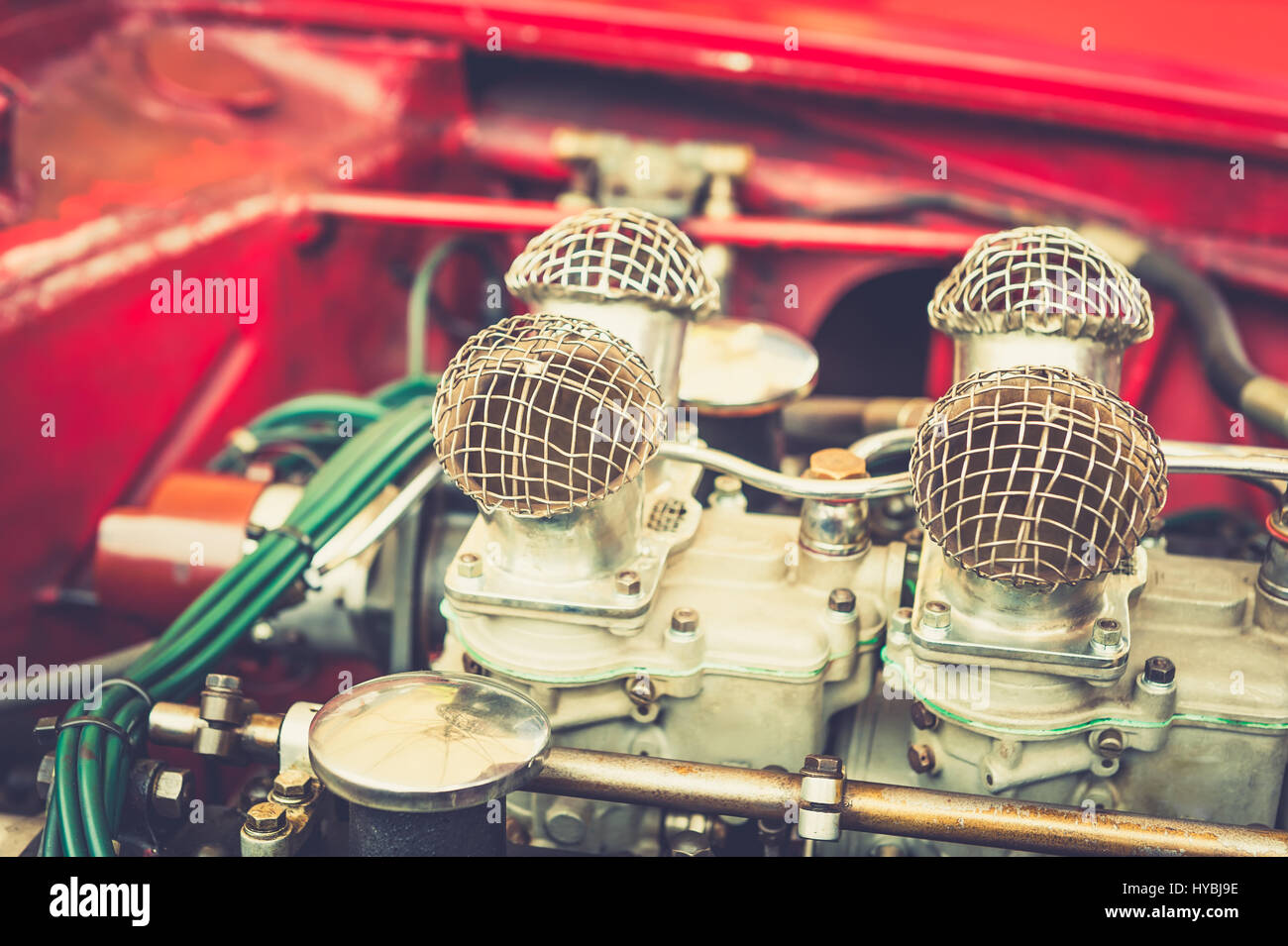 Close up of a vintage engine with cross process effect Stock Photo - Alamy