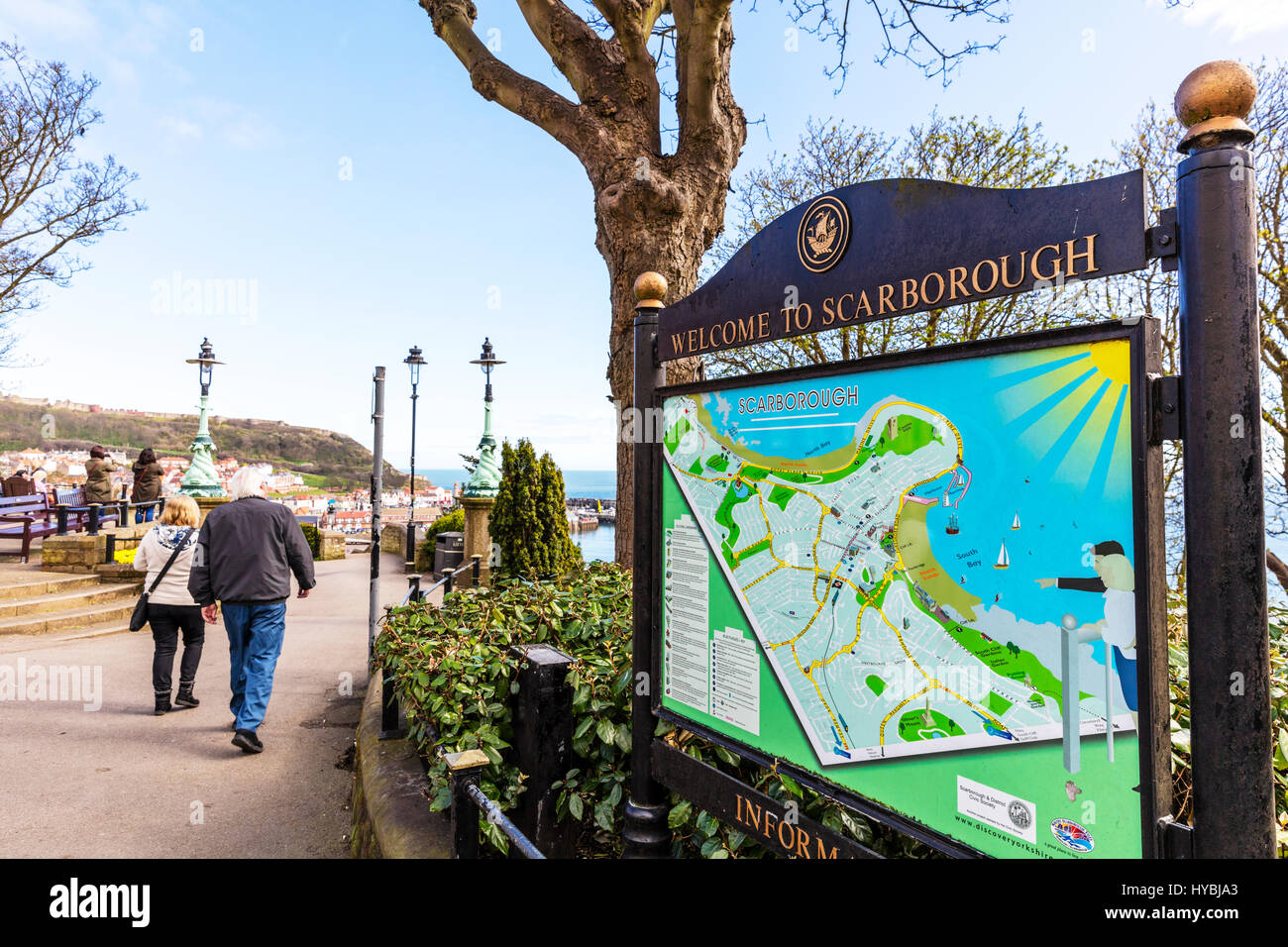 Scarborough town welcome sign Scarborough town Yorkshire UK England ...