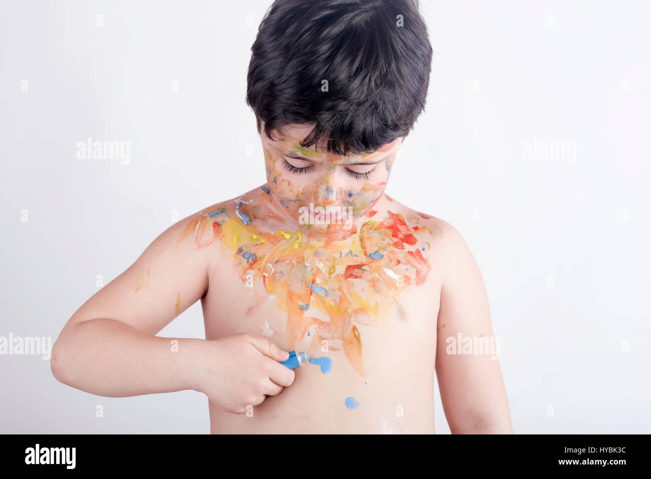 Child with painted body Stock Photo - Alamy