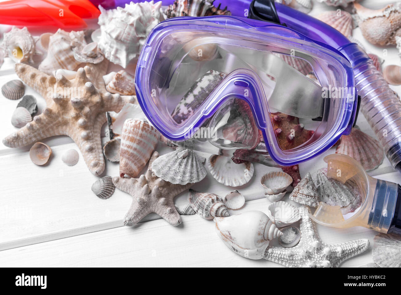 Protective goggles for diving. Marine still life Stock Photo - Alamy