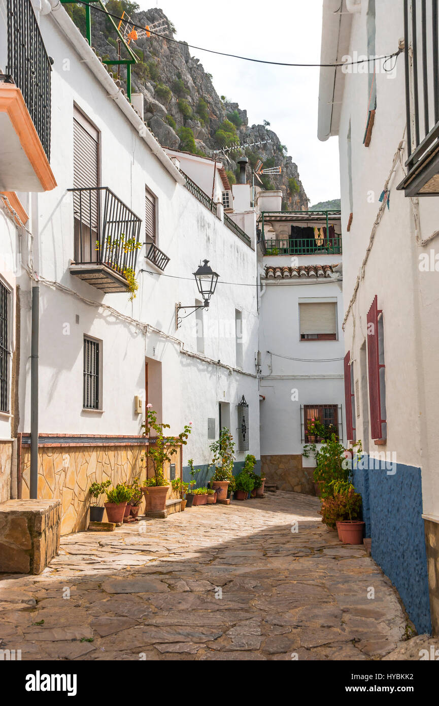 Flowery lane of the town Ubrique in the province of Cádiz, largest of ...