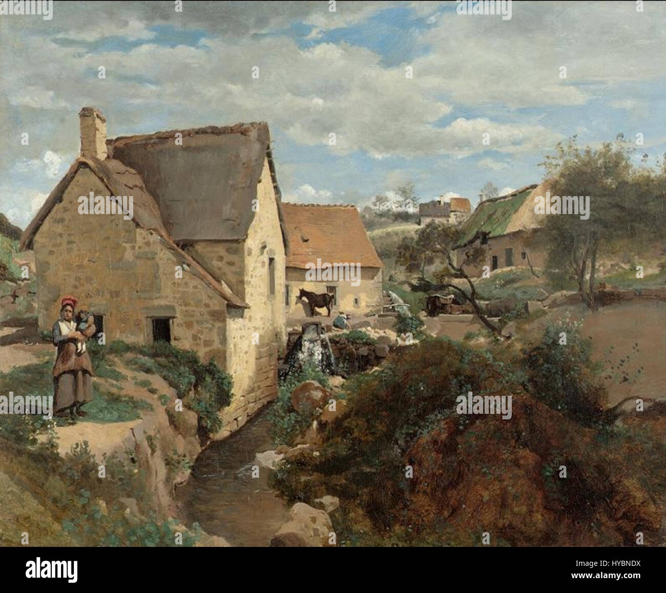 Jean Baptiste Camille Corot’s 'Cottages and a Mill on the Banks of a ...