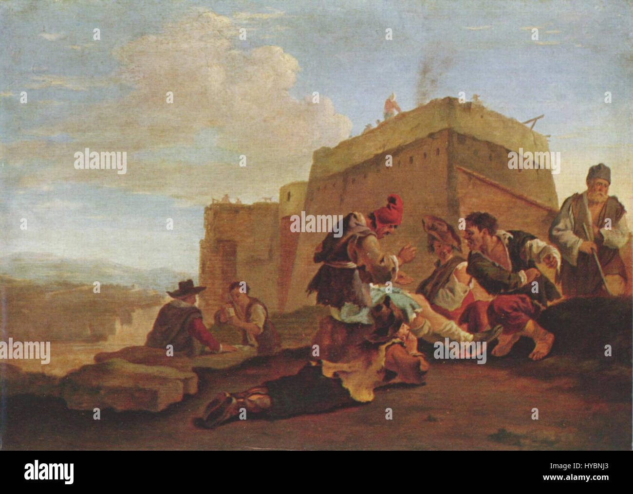 'Landscape with Morra Players' by Jan Both depicts a lively outdoor ...