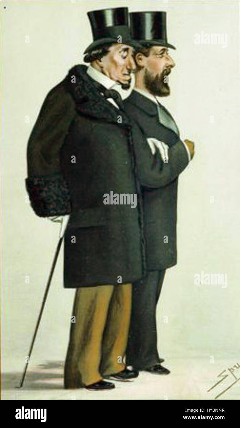 Caricature of The Earl of Beaconsfield and Mr Montagu Corry Stock Photo ...