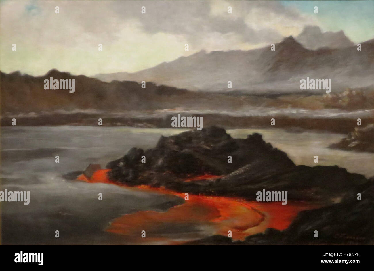 Kilauea Volcano by Charles Furneaux, 1884, Honolulu Museum of Art Stock ...