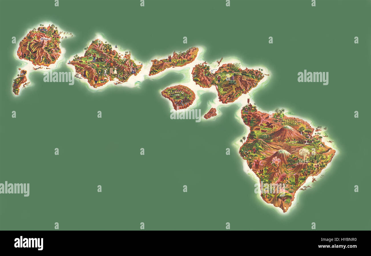 Hawaii islands map hi-res stock photography and images - Alamy