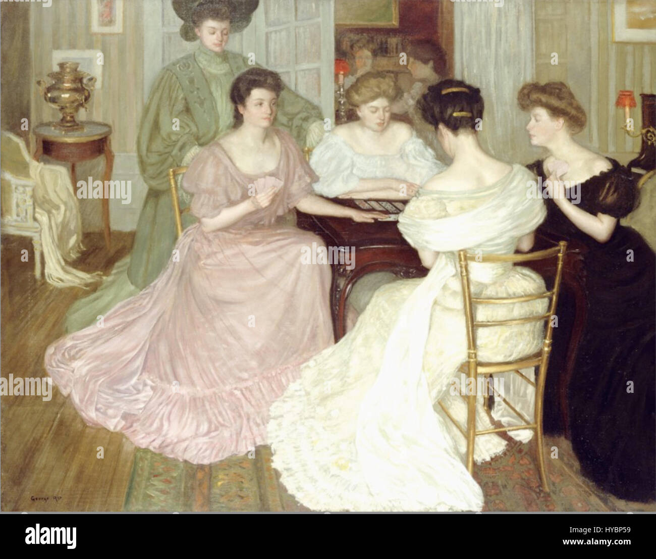 'The Bridge Players' by George C. Aid depicts a scene of individuals ...