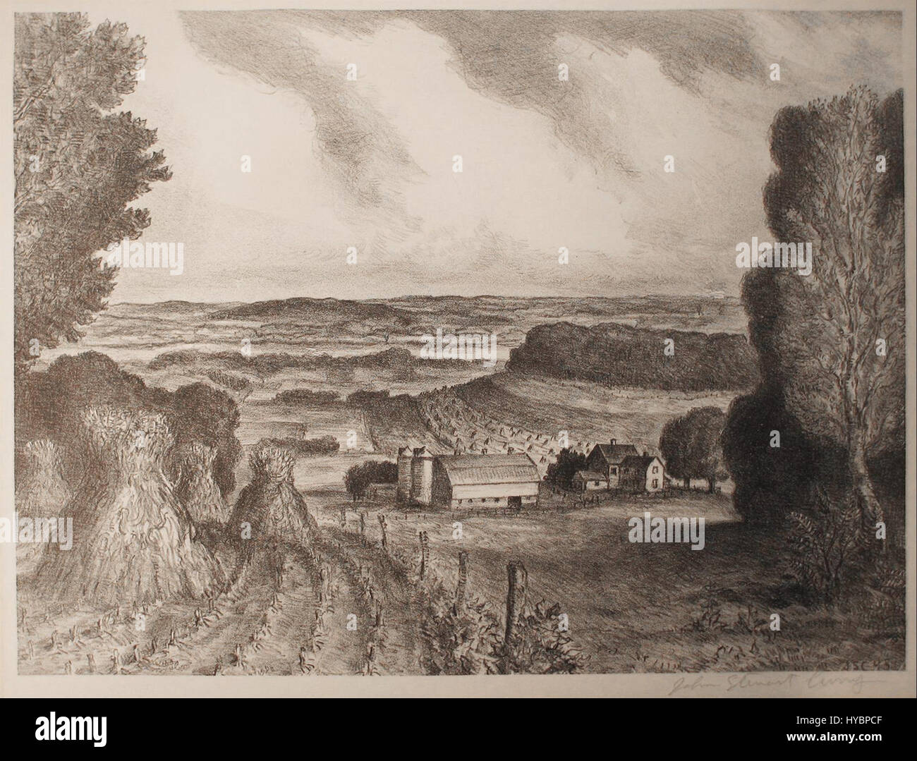 John Steuart Curry's 1945 lithograph 'Valley of the Wisconsin' portrays ...