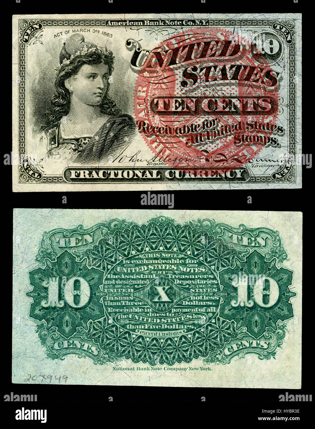 The US Fractional currency, issued as part of the 4th Issue series ...