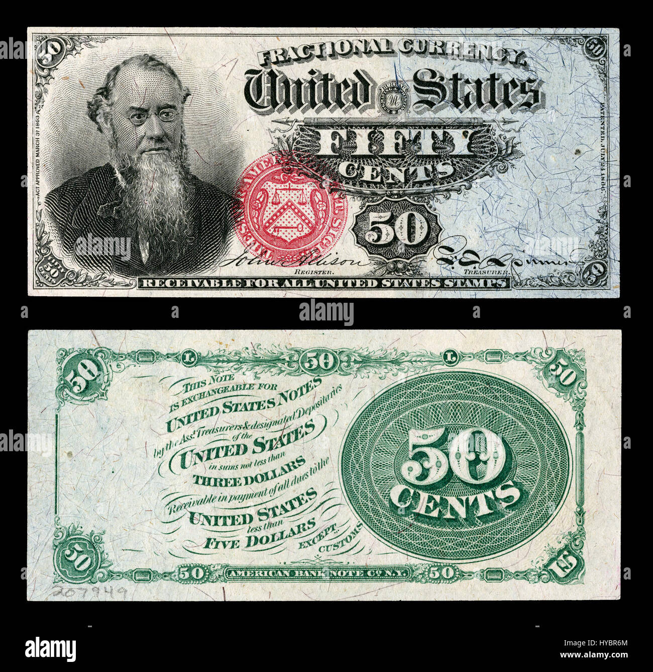 The US Fractional $0.50 note from the 4th Issue, cataloged as Fr.1376 ...
