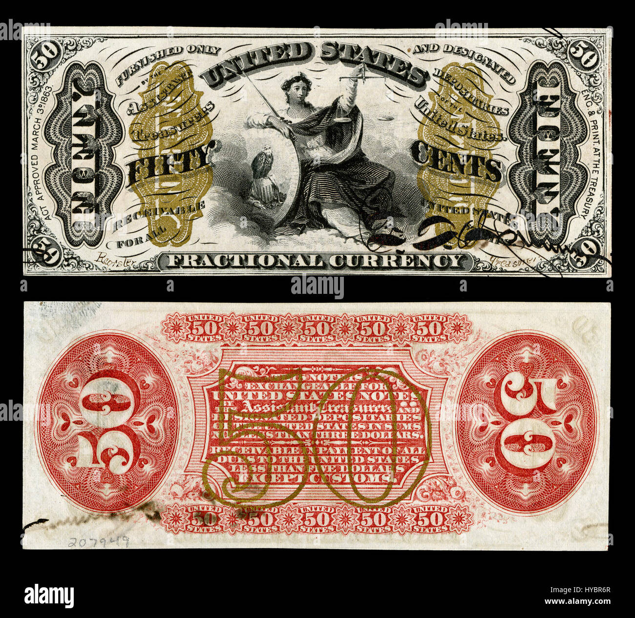 The $0.50 fractional note from the United States’ 3rd issue represents ...