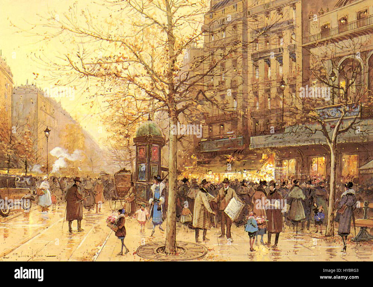 This 19th-century artwork captures the vibrant life of a Parisian ...