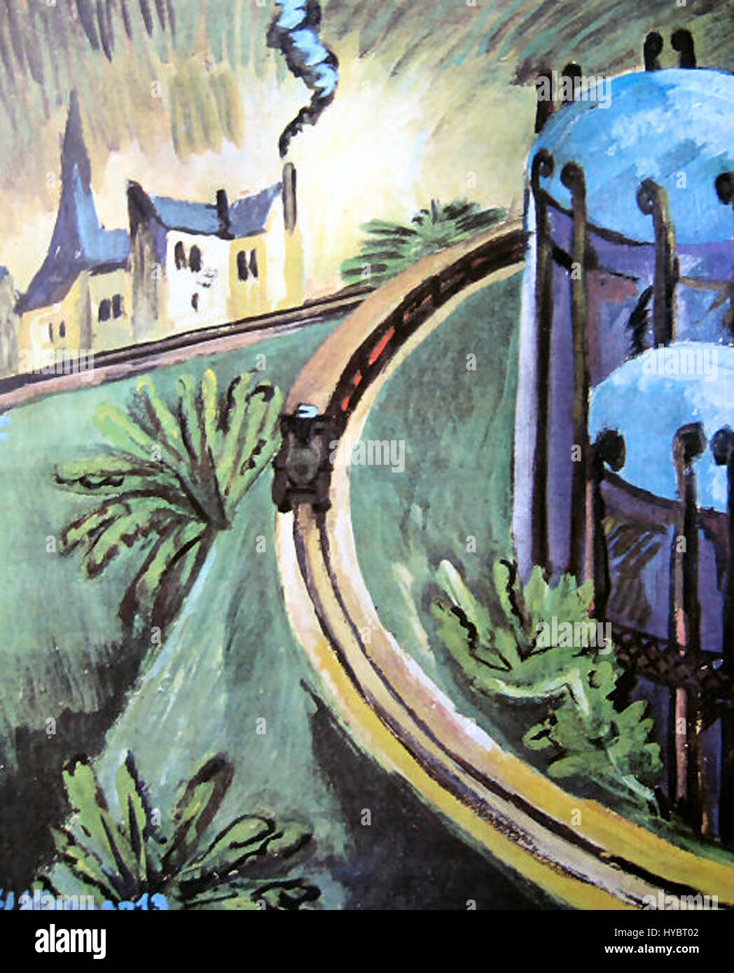 'Gasometer und Vorortbahn' by Ernst Ludwig Kirchner depicts an ...