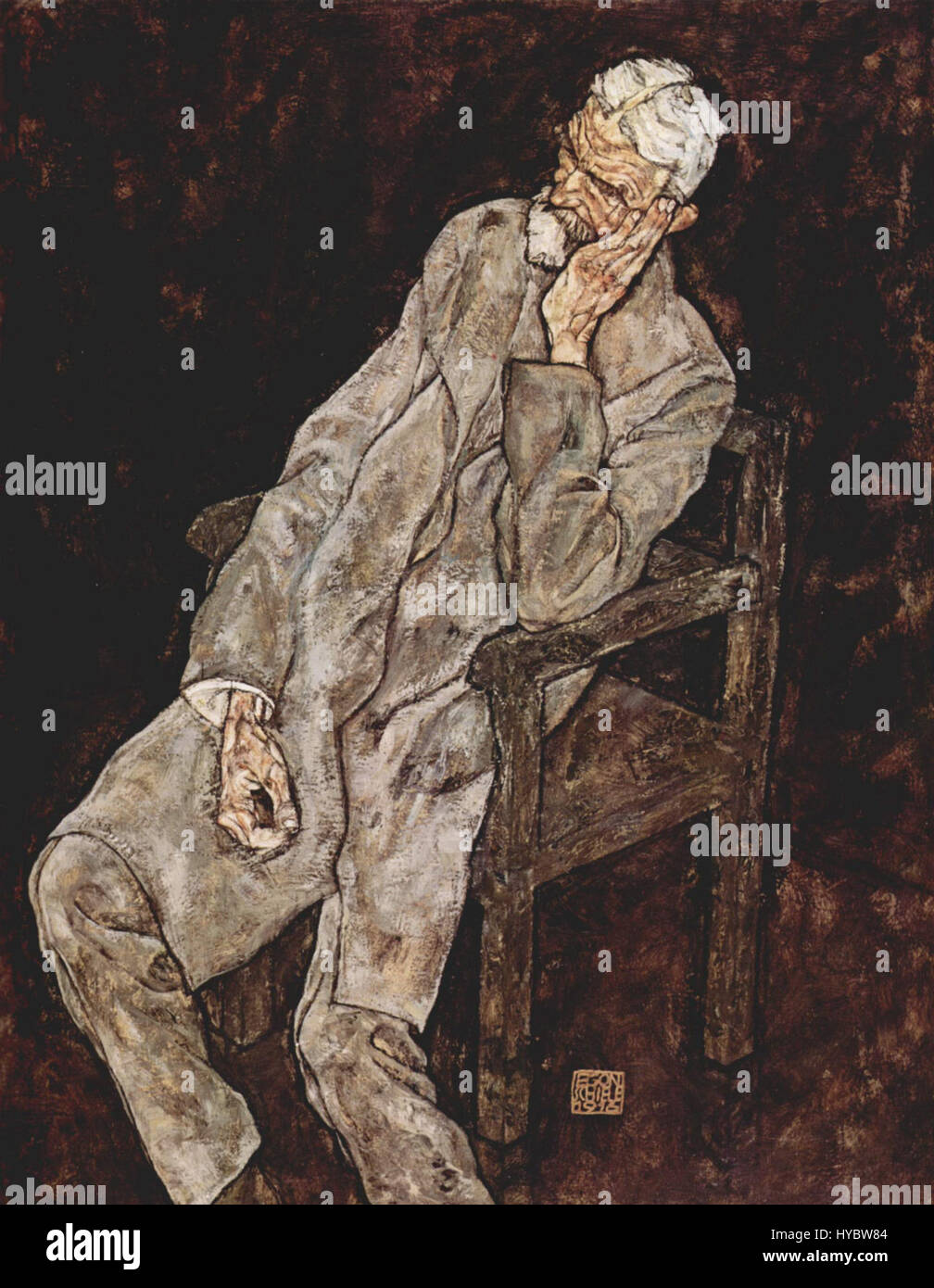 Egon Schiele’s *066* is a self-portrait from the early 20th century ...