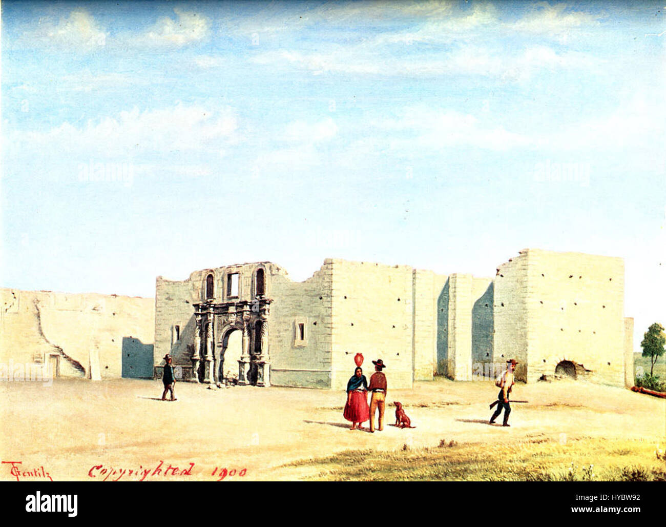 The painting 'The Alamo' by Theodore Gentilz depicts the historic fort ...