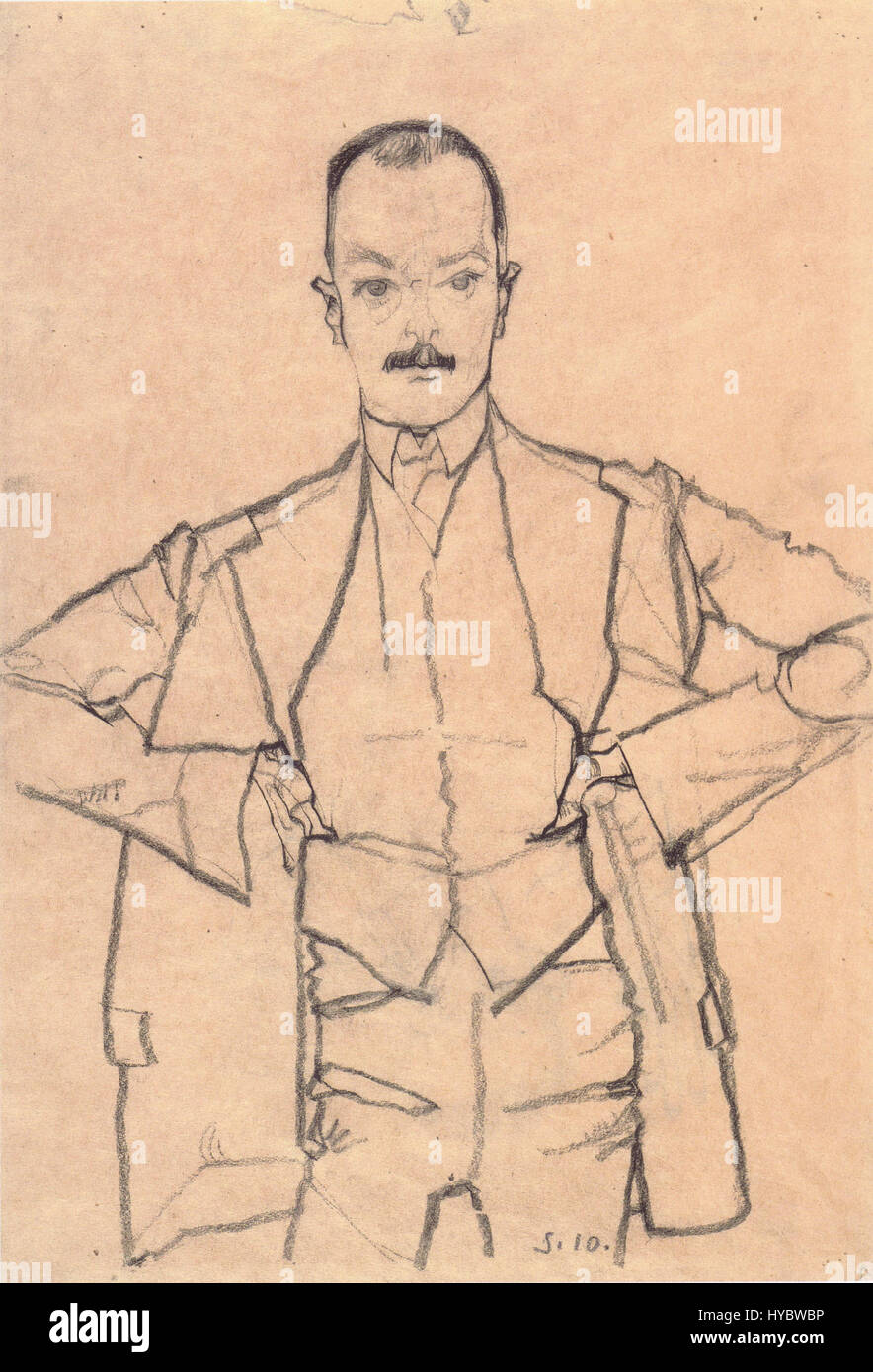 A portrait painting by Egon Schiele, titled *Bildnis Arthur Roessler ...