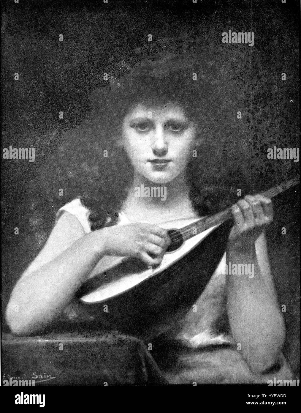 Edouard Sain's 'Joueuse de mandoline' portrays a woman playing the ...