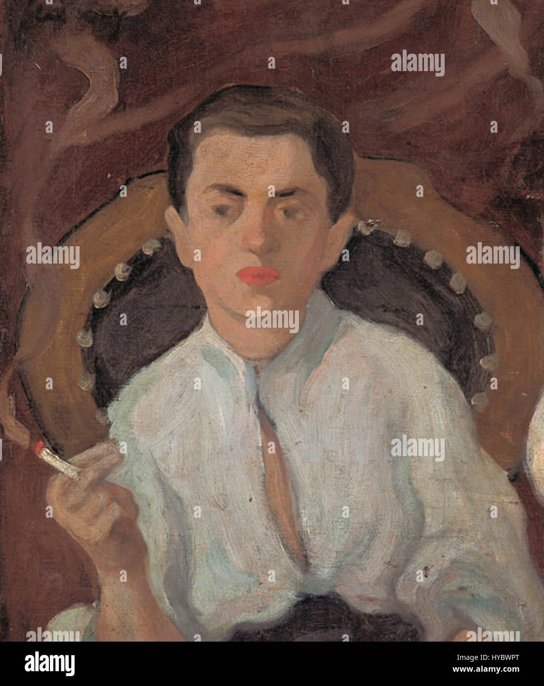 Ferenczy's 'Smoking Young Man' from the 1910s is an oil painting that ...