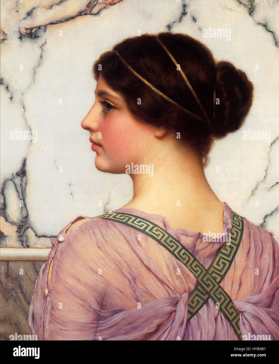 In this 1909 painting by John William Godward, a young woman dressed in ...