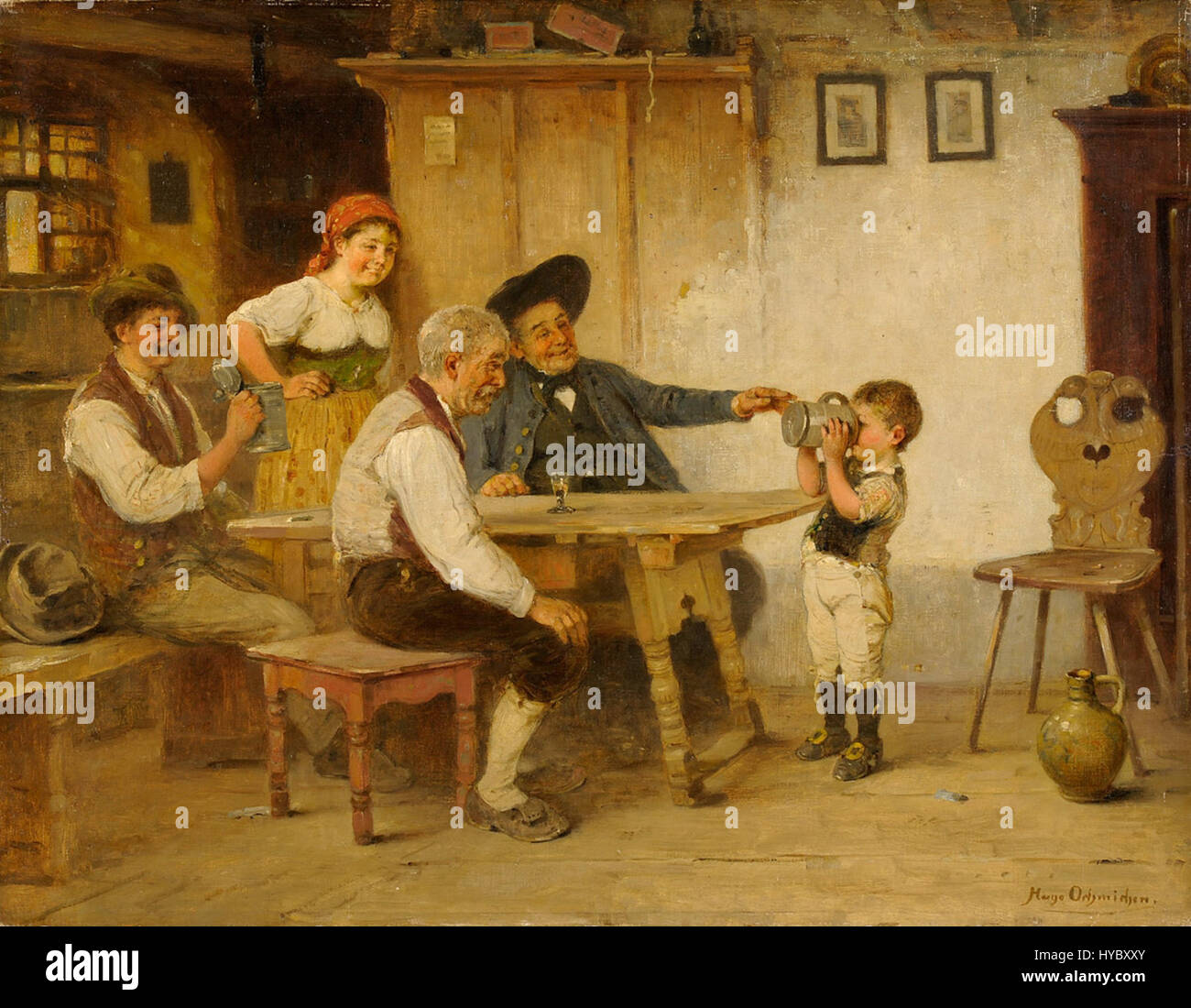 'Der erste Schluck' by Hugo Oehmichen captures a moment of intense ...