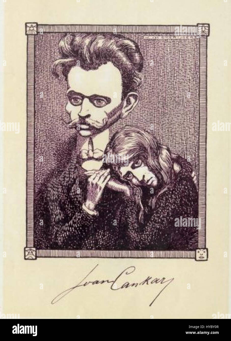 This caricature by Zvonimir Smrekar depicts Ivan Cankar, a prominent ...