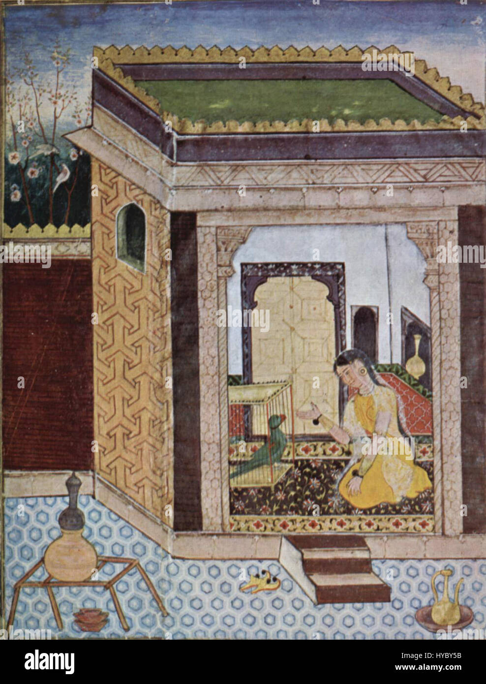 This Indian painting, dating around 1580, features traditional Indian ...