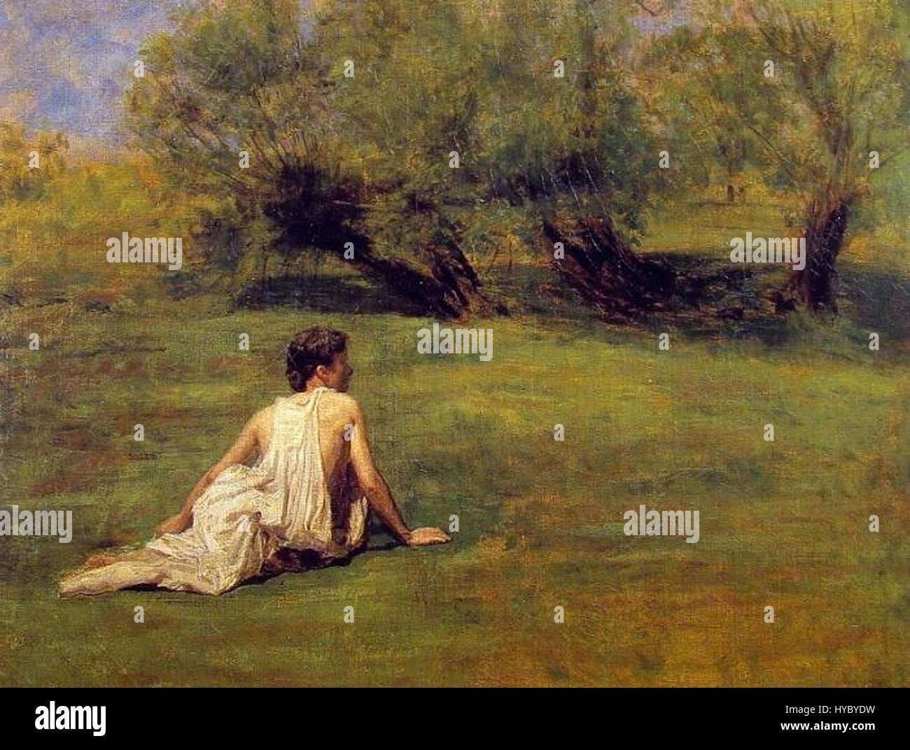 Thomas Eakins' 'Arcadian' from 1883 depicts an idyllic, pastoral scene ...