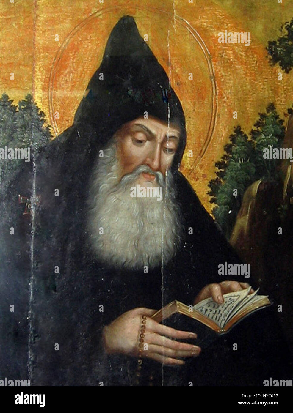 This artwork depicts Saint Anthony the Great, a Christian hermit from ...
