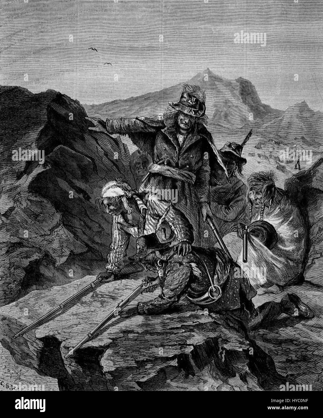 This image depicts the Modoc people in their stronghold during their ...