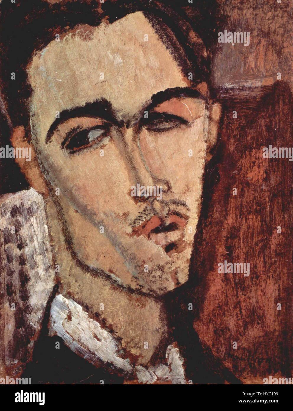Amedeo Modigliani's artwork '034' showcases his signature portrait ...