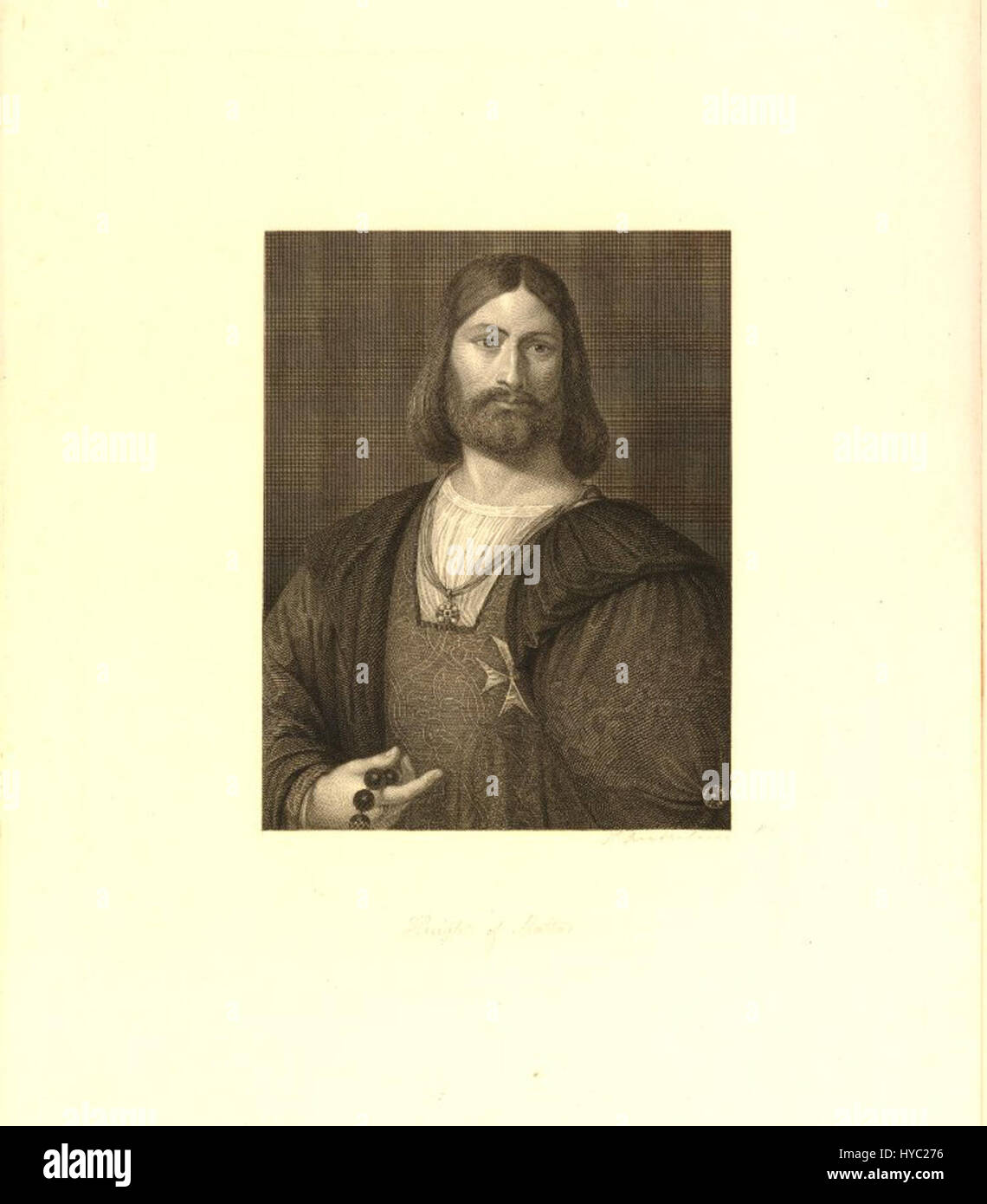 This bust portrait depicts a Knight of Malta, showcasing the attire and ...