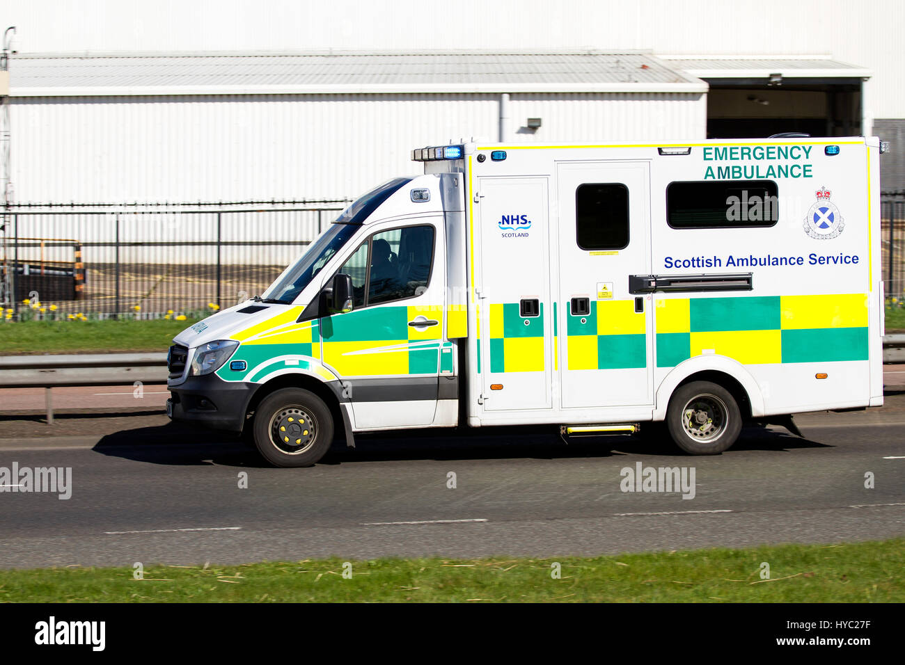 A NHS Scottish Ambulance Service ambulance speeding along the Kingsway ...