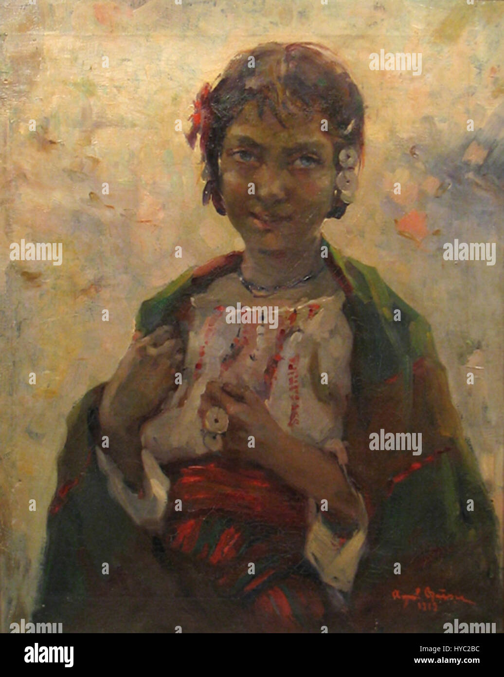 Aurel Baesu's 'Tiganca' is a painting that depicts a traditional ...