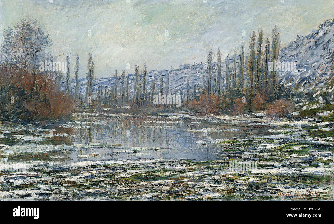 Claude Monet's painting 'The Thaw at Vetheuil' captures the early ...