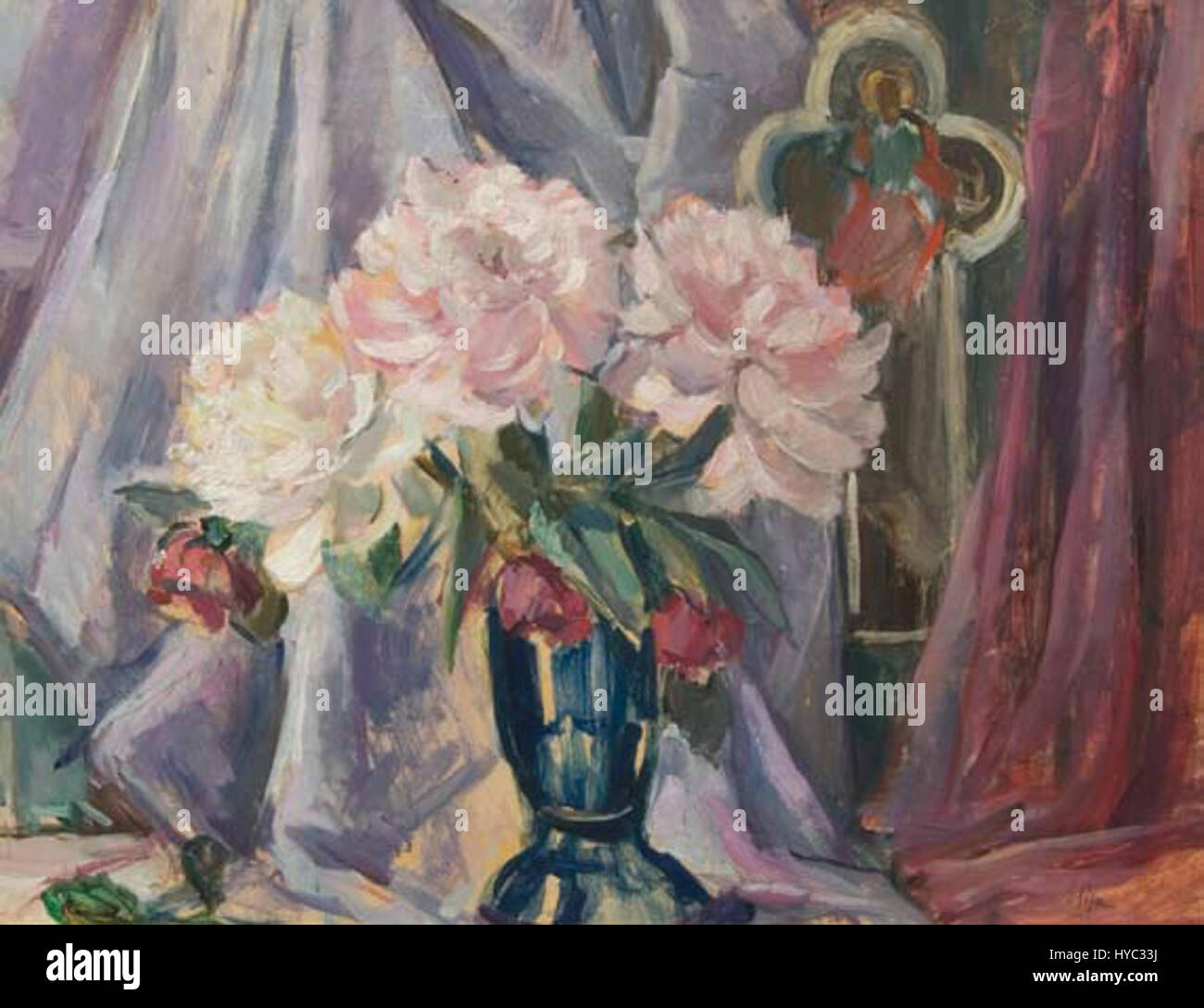 ‘Natura statica cu bujori’ by Elena Popea is a still life painting ...